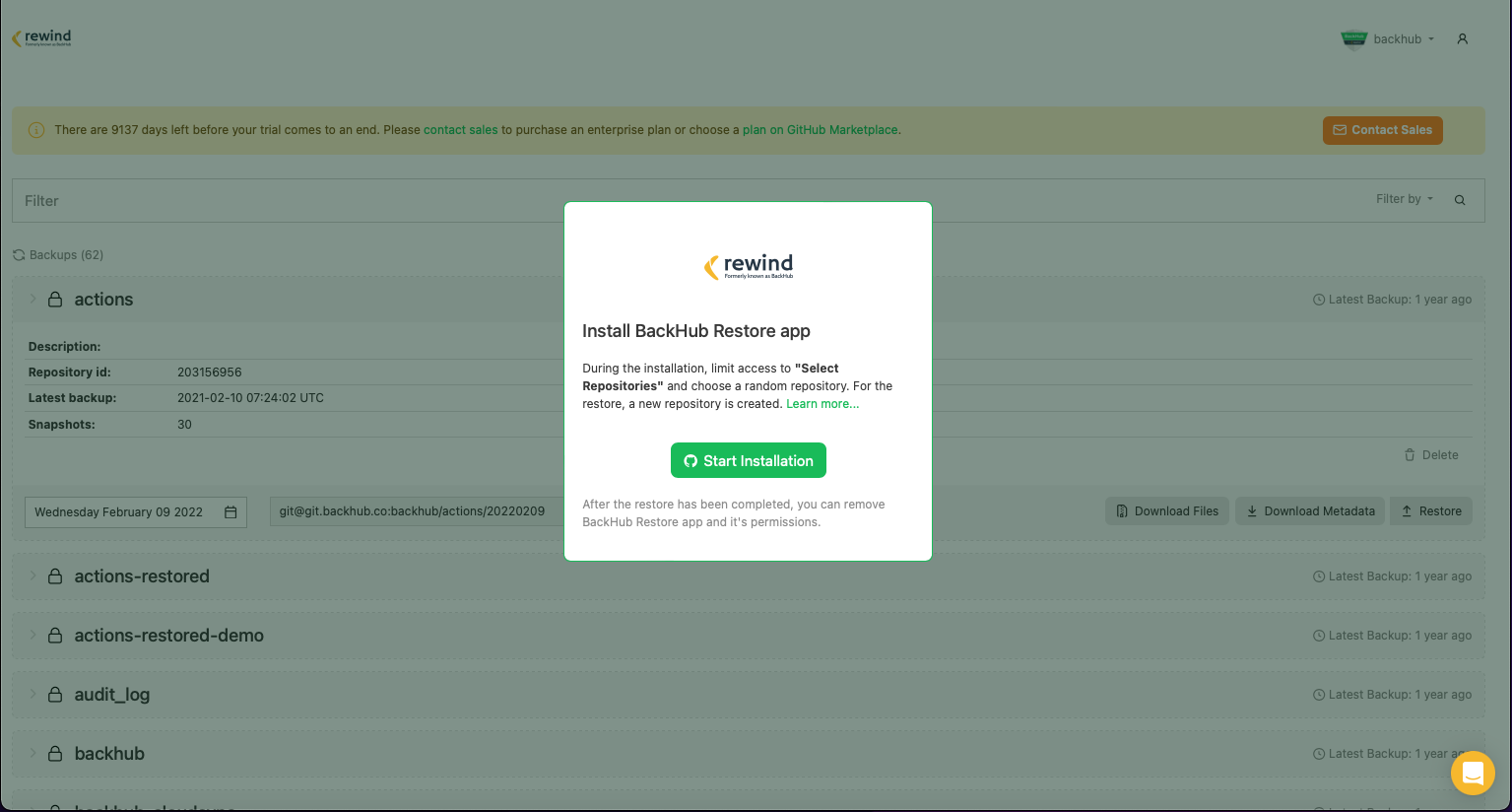 Rewind For GitHub - Features - Rewind