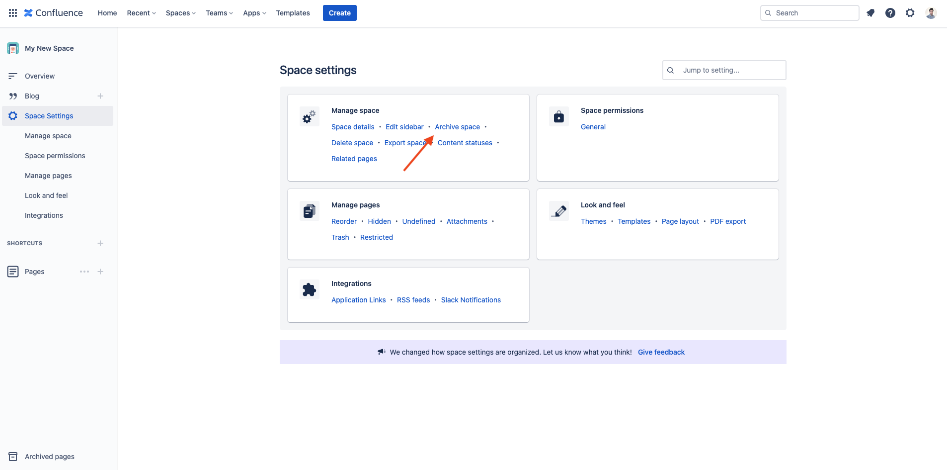 How to restore spaces in Confluence