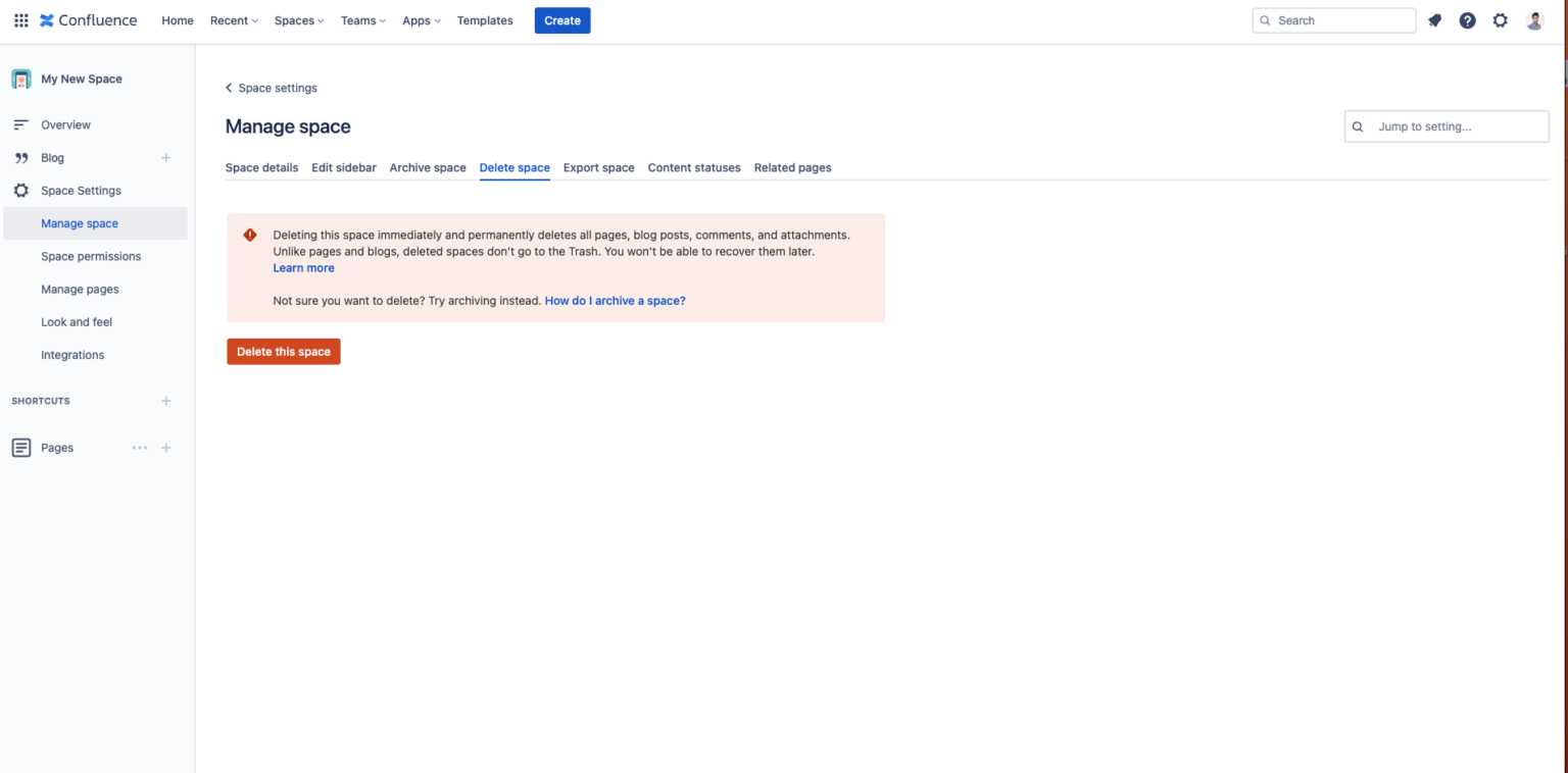 How to restore spaces in Confluence