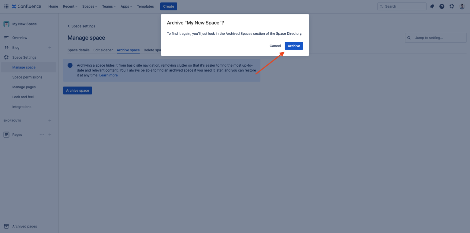 How to restore spaces in Confluence
