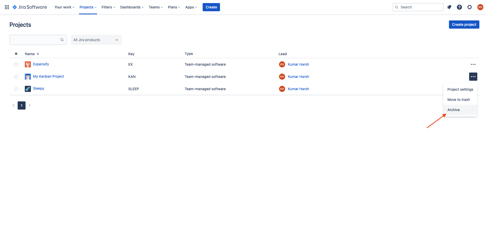 How to restore deleted projects in Jira
