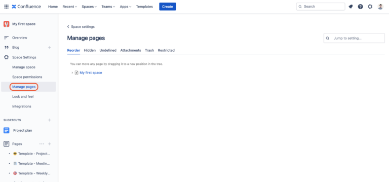 How to restore a deleted page in Confluence