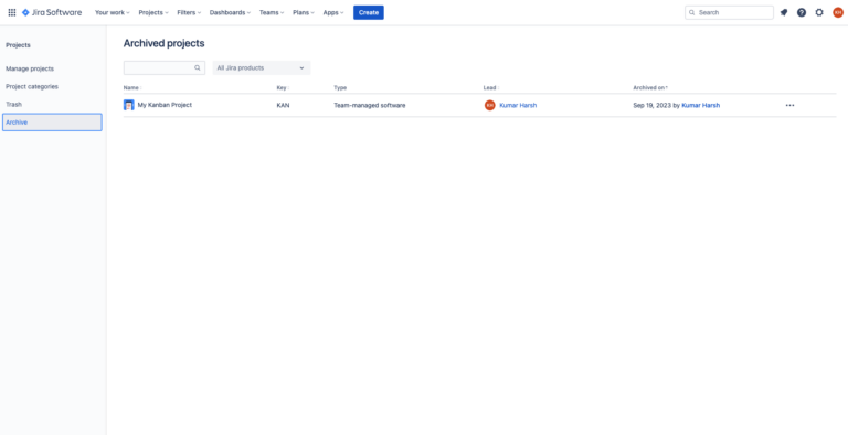 How to restore deleted projects in Jira